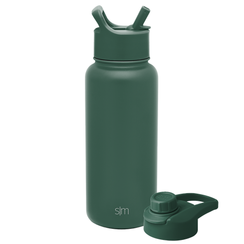 Summit Water Bottle with Straw Lid and Chug Lid - 32oz - Forest – Simple Modern Custom