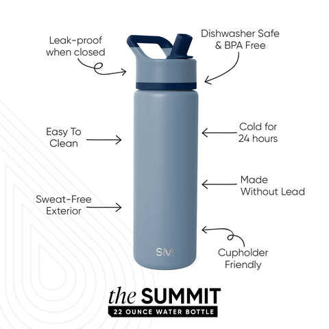 Summit Water Bottle 2.0 - 22oz - Blue Dune – Simple Modern Custom