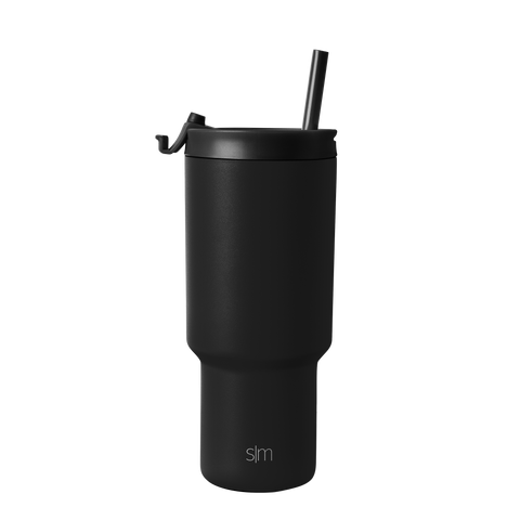 Trek Tumbler with Flip Lid and Straw - 30oz - Midnight Black – Simple ...